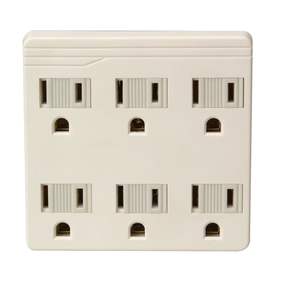 Woods Cable Current Tap, 6 Outlet, White | Atwoods