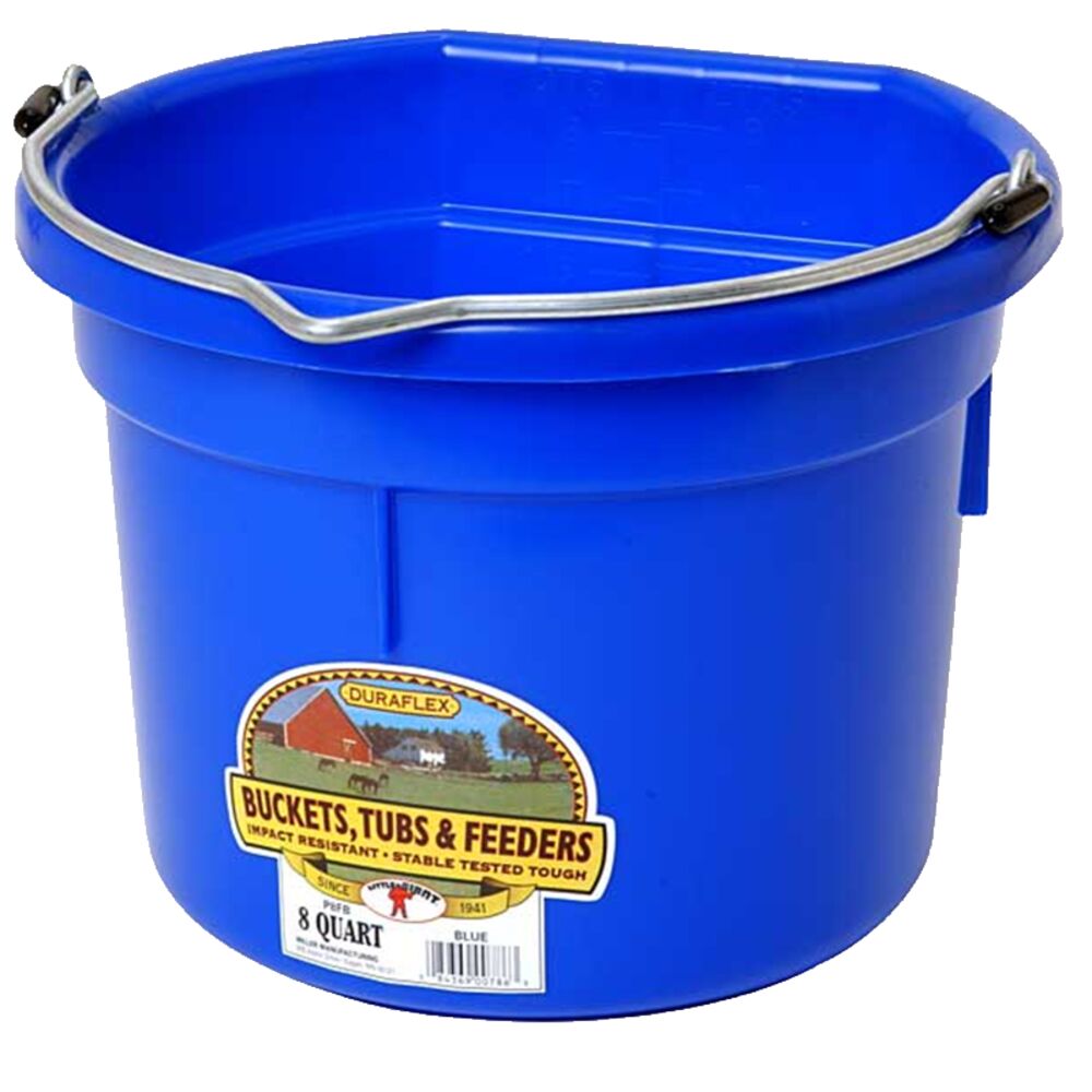 Poly Flat Back Bucket, Blue, 8 qt | Atwoods