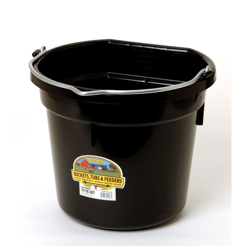Little Giant Bucket, Flat Back, Poly, Black, 20 qt | Atwoods