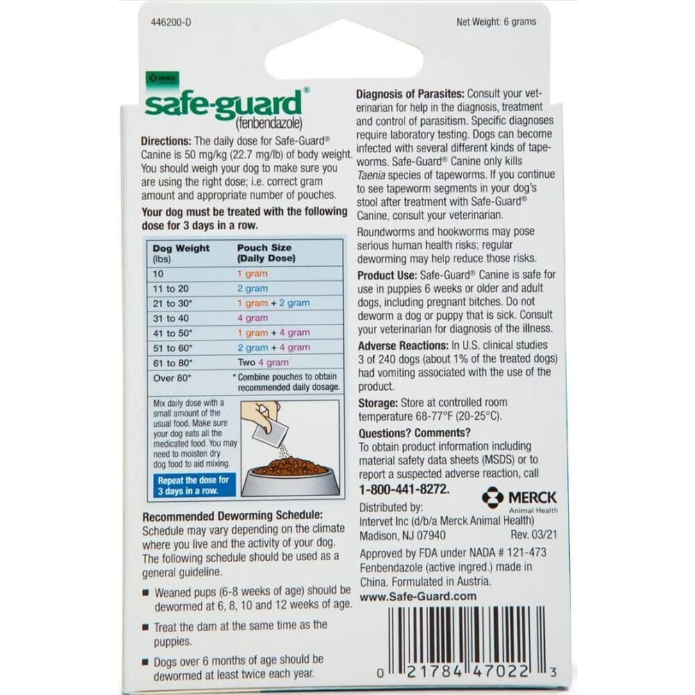 Safe-Guard Canine Dewormer, 2 gm | Atwoods
