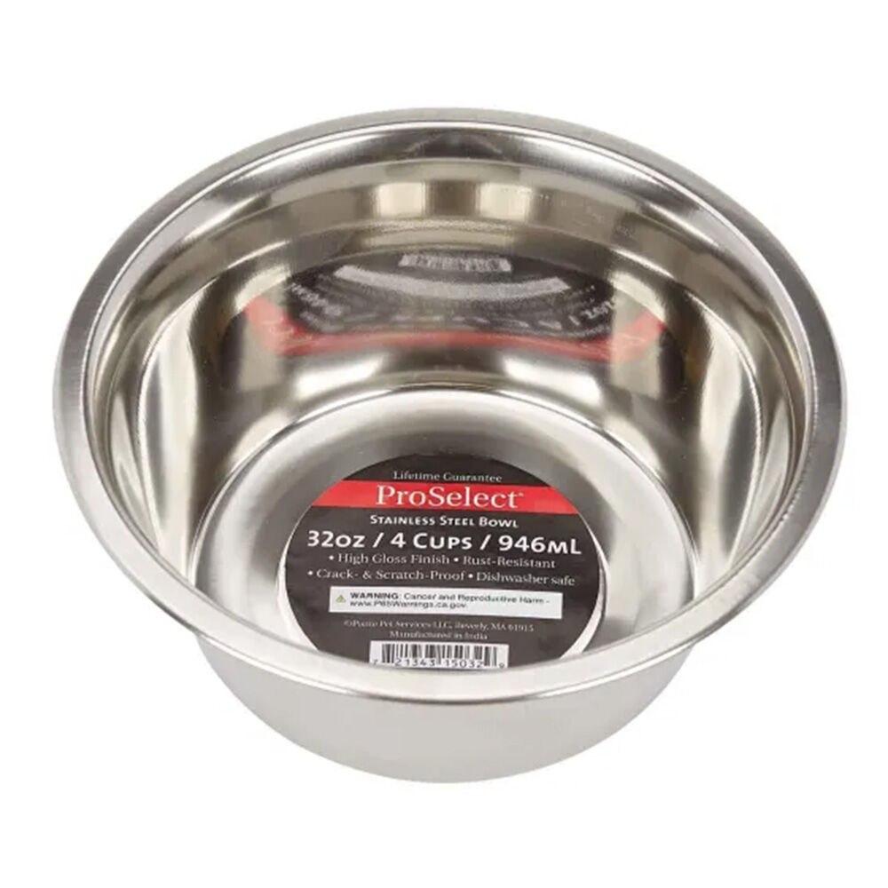 Pet Dish- Proselect, Stainless Steel, 32 oz | Atwoods